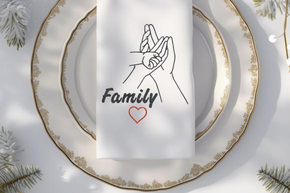 Family Embroidery Design, Linear Parent and Child Hands, Family Love ...