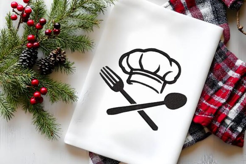 Kitchen Embroidery Design, Chefs Hat Icon Machine Embroidery Design ...