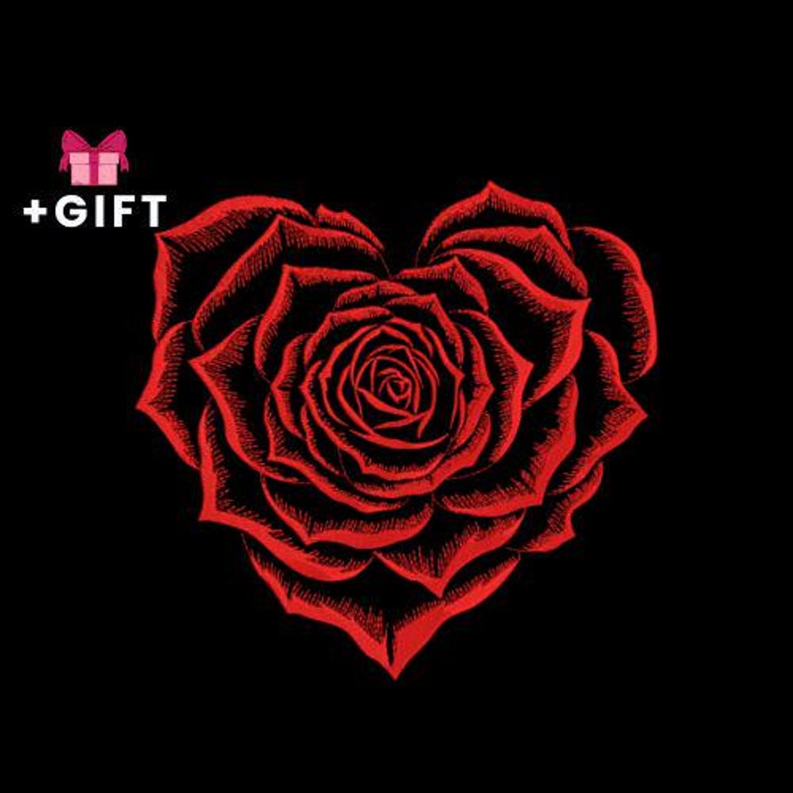 Flower Embroidery Design, Heart Shaped Rose Machine Embroidery Design ...