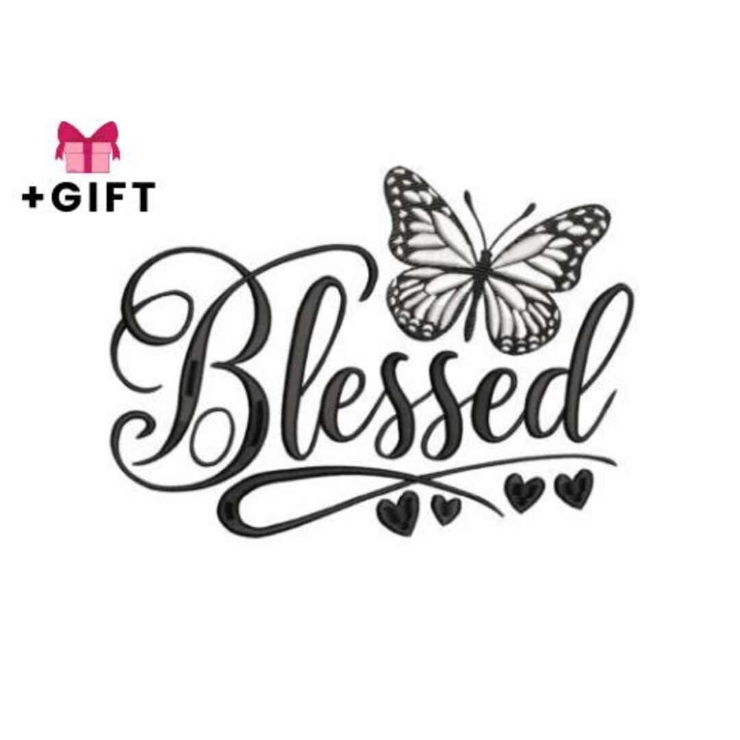 Blessed Embroidery Design,butterfly Blessed Machine Embroidery Design ...