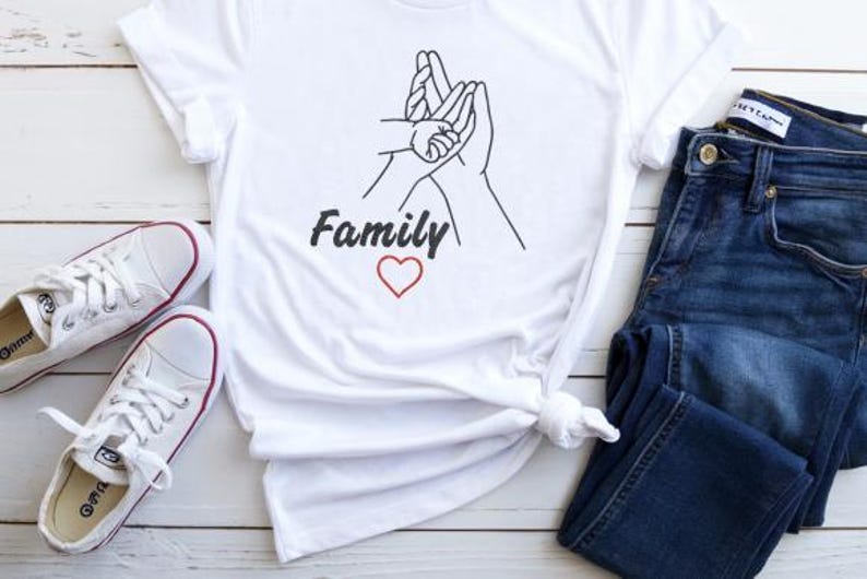 Family Embroidery Design, Linear Parent and Child Hands, Family Love ...