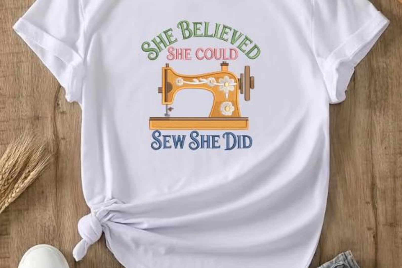 Sewing Embroidery Design, "sew She Did" Quote Machine Embroidery Design ...