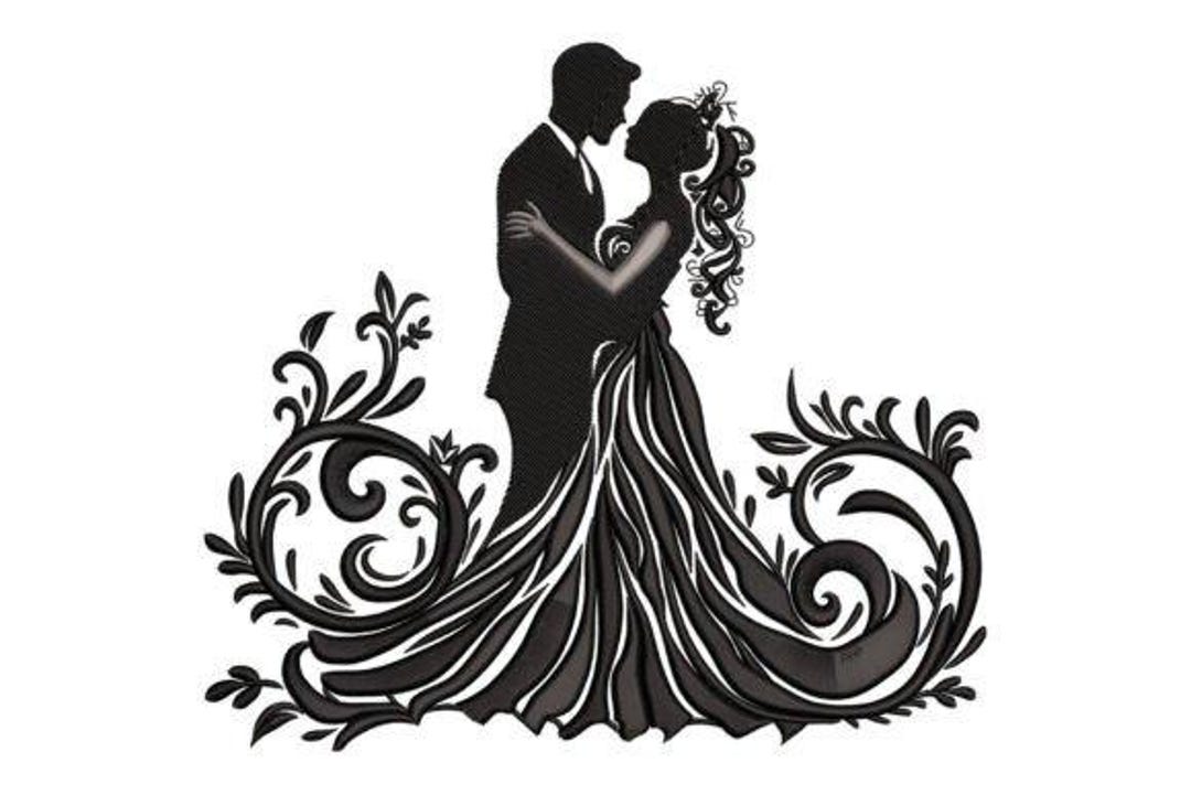 Romantic Couple Embroidery Design, Bride and Groom Wedding, Wife and ...