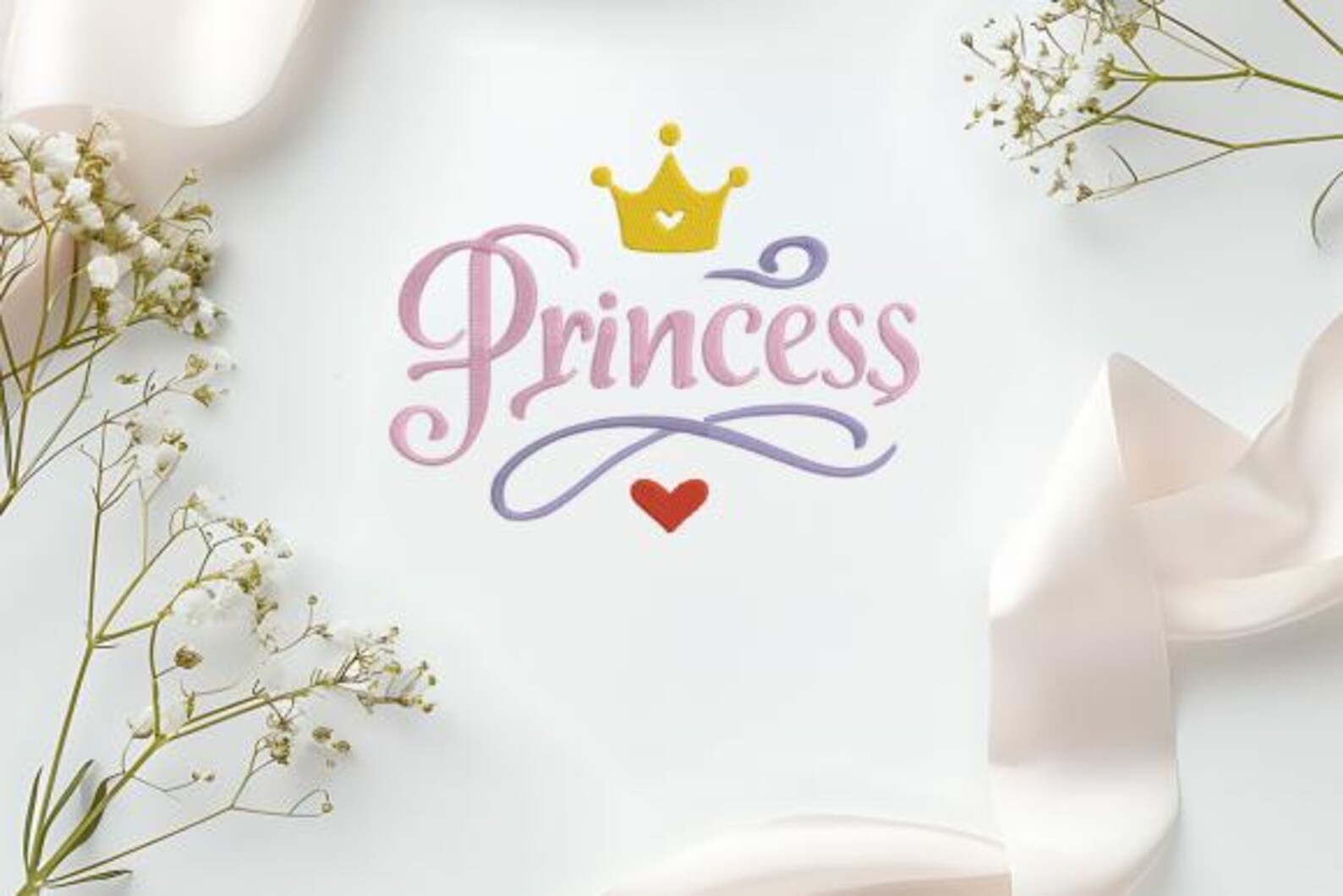 Girly Embroidery Design, Princess Word Machine Embroidery File, Instant ...