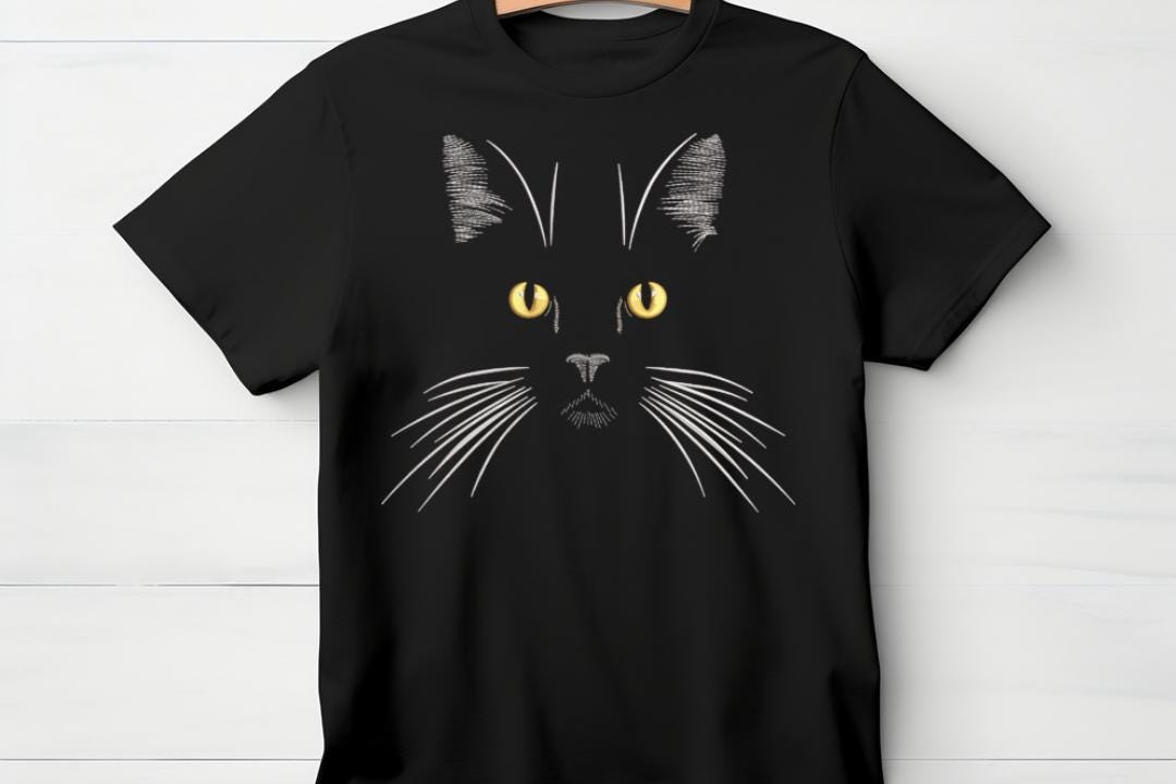 Mystic Black Cat Face Machine Embroidery Design - Minimalistic Line ...