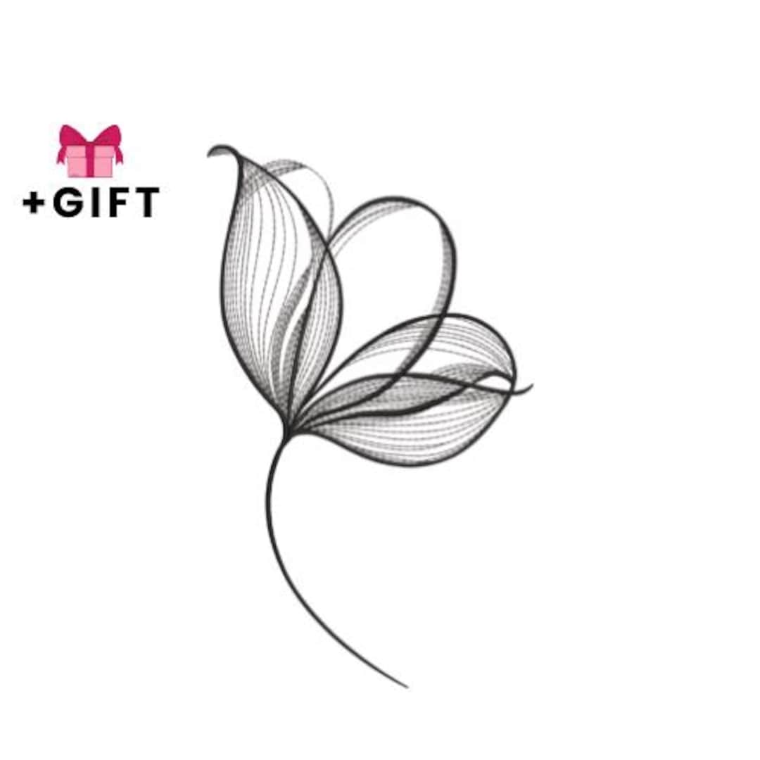 Minimal Line Flower Machine Embroidery Design, Beautiful Minimalistic ...