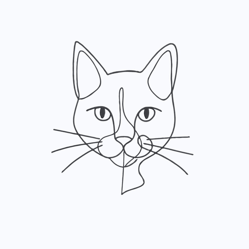 Cat Embroidery Design Kit - 5 Linear Kitty Machine Embroidery Designs ...