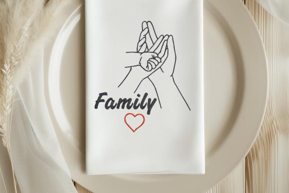 Family Embroidery Design, Linear Parent and Child Hands, Family Love ...