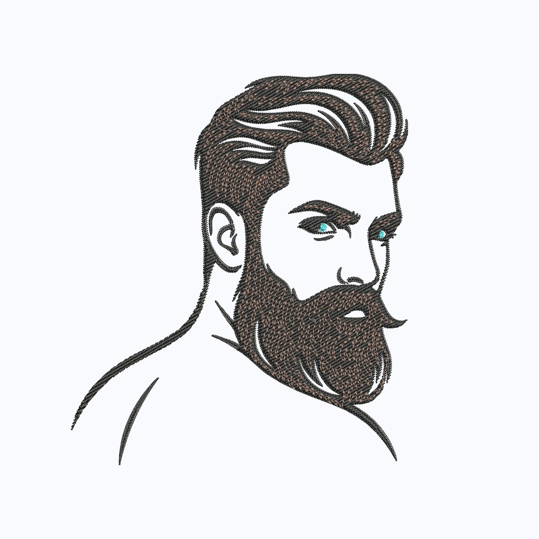 Men Embroidery Design, Masculine Man With A Beard Machine Embroidery ...