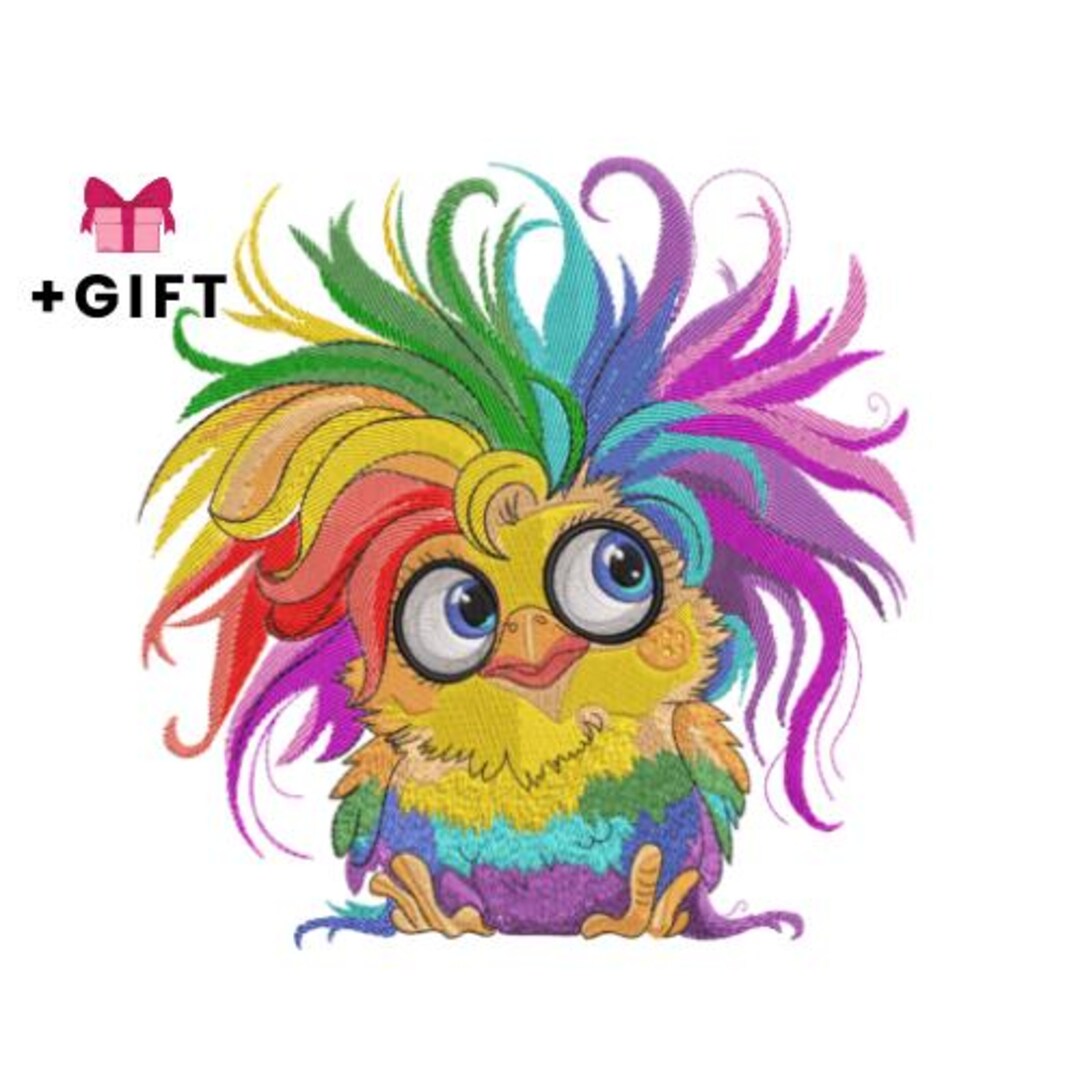 Rainbow Chick Machine Embroidery Design - Colorful Cartoon Funny ...