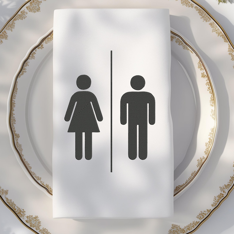 WC Embroidery Design, Toilet Symbol Man and Woman Machine Embroidery ...
