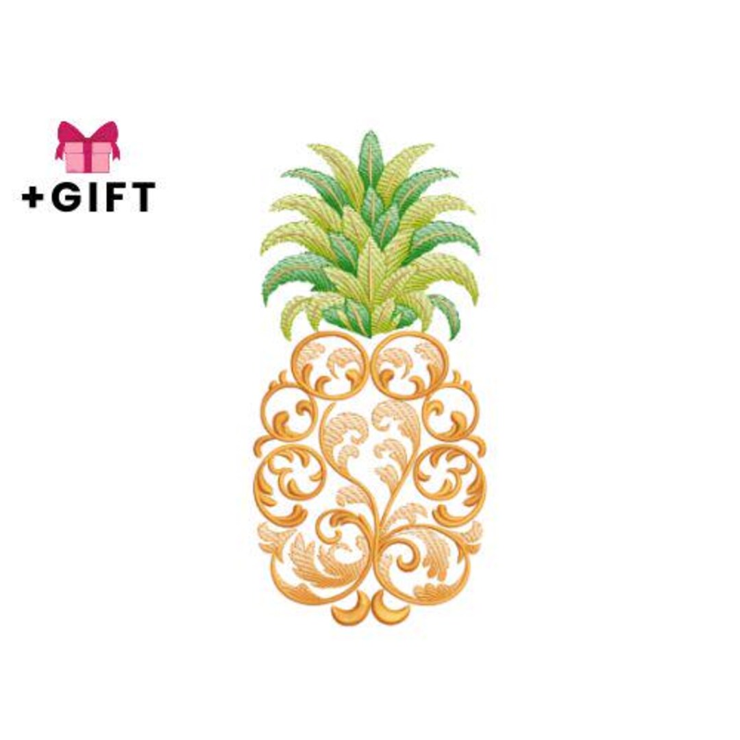 Fruit Embroidery Design, Ornamental Pineapple Machine Embroidery Design ...