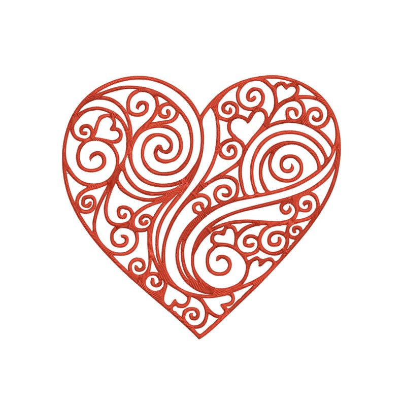 Hearts Embroidery Design, Artistic Ornamental Heart Machine Embroidery ...