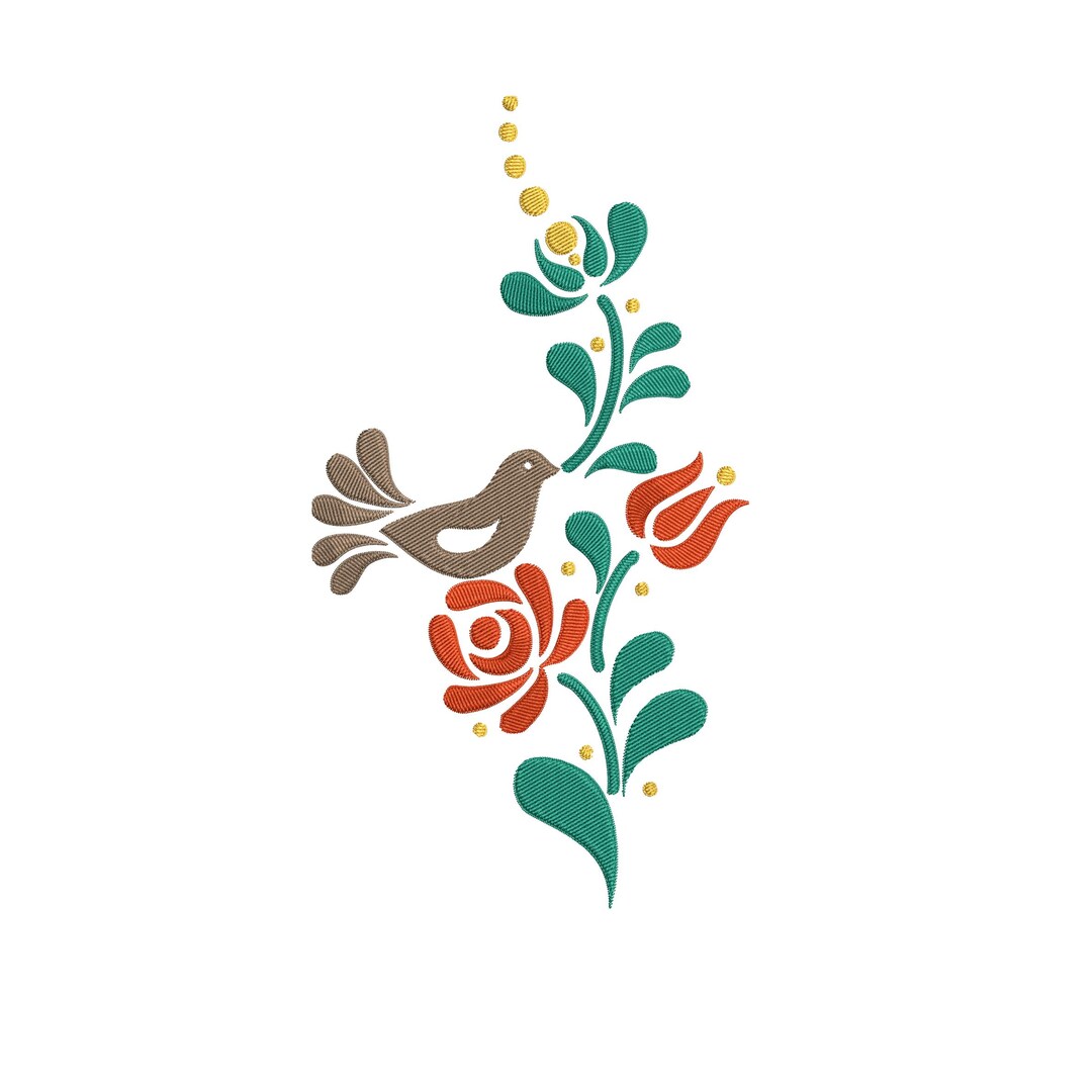 Birds Embroidery Design, Bird and Flowers, Ornamental Machine ...