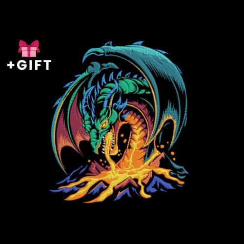 Vibrant Rainbow Dragon Machine Embroidery Design - Fierce Angry Dragons ...