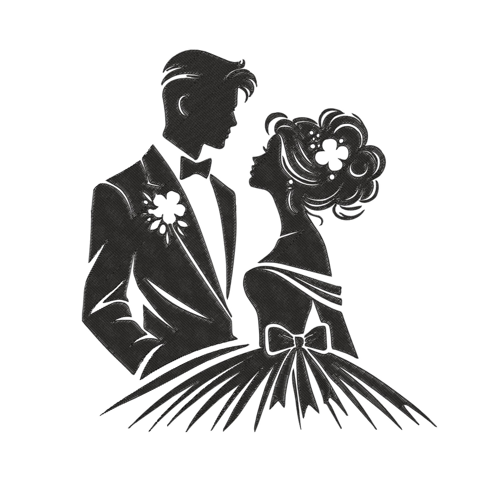 Wedding Embroidery Design, Romantic Marriage Couple, Wife and Husband ...