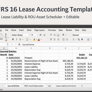 IFRS 16 Lease Accounting Excel Template | Lease Liability & ROU Asset ...