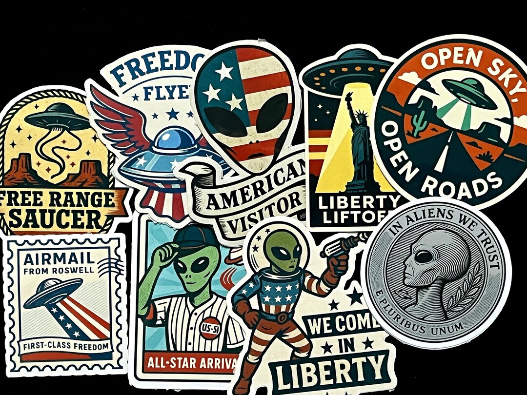 Patriotic Alien UFO Stickers - Area 51 Roswell Vinyl Decals - Etsy