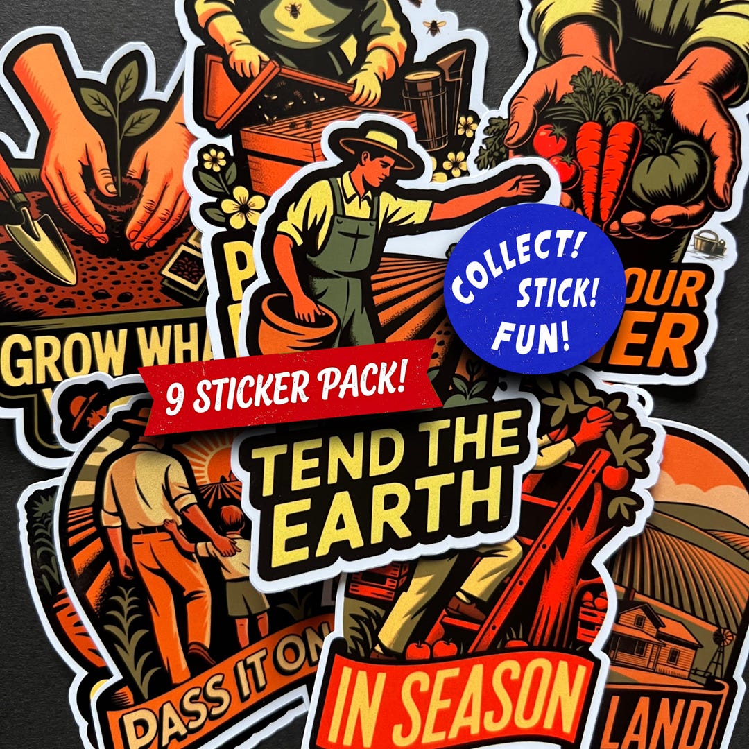 Eco Organic Stickers | 1930s New Deal WPA Farming Green Environmental ...
