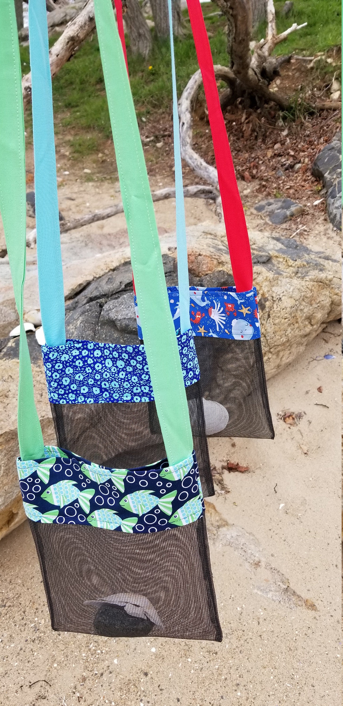 Beachcomber Bag Shell Collecting Bag Blue Bags | Etsy