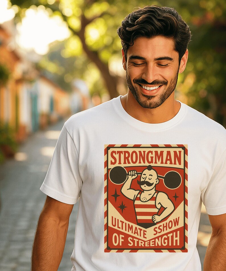 Strongman Circus T-shirt - Vintage Carnival Strongman Tee - Retro ...