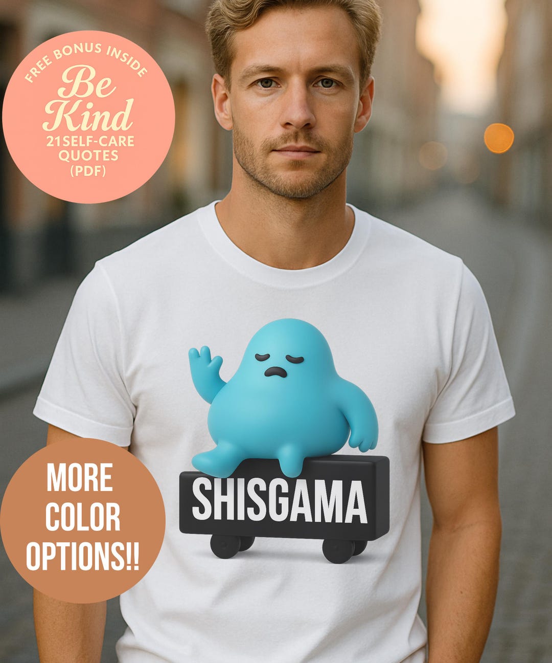 Blue Blob Roller Shirt - Funny Sad Monster Tee, Cute Weird Character ...
