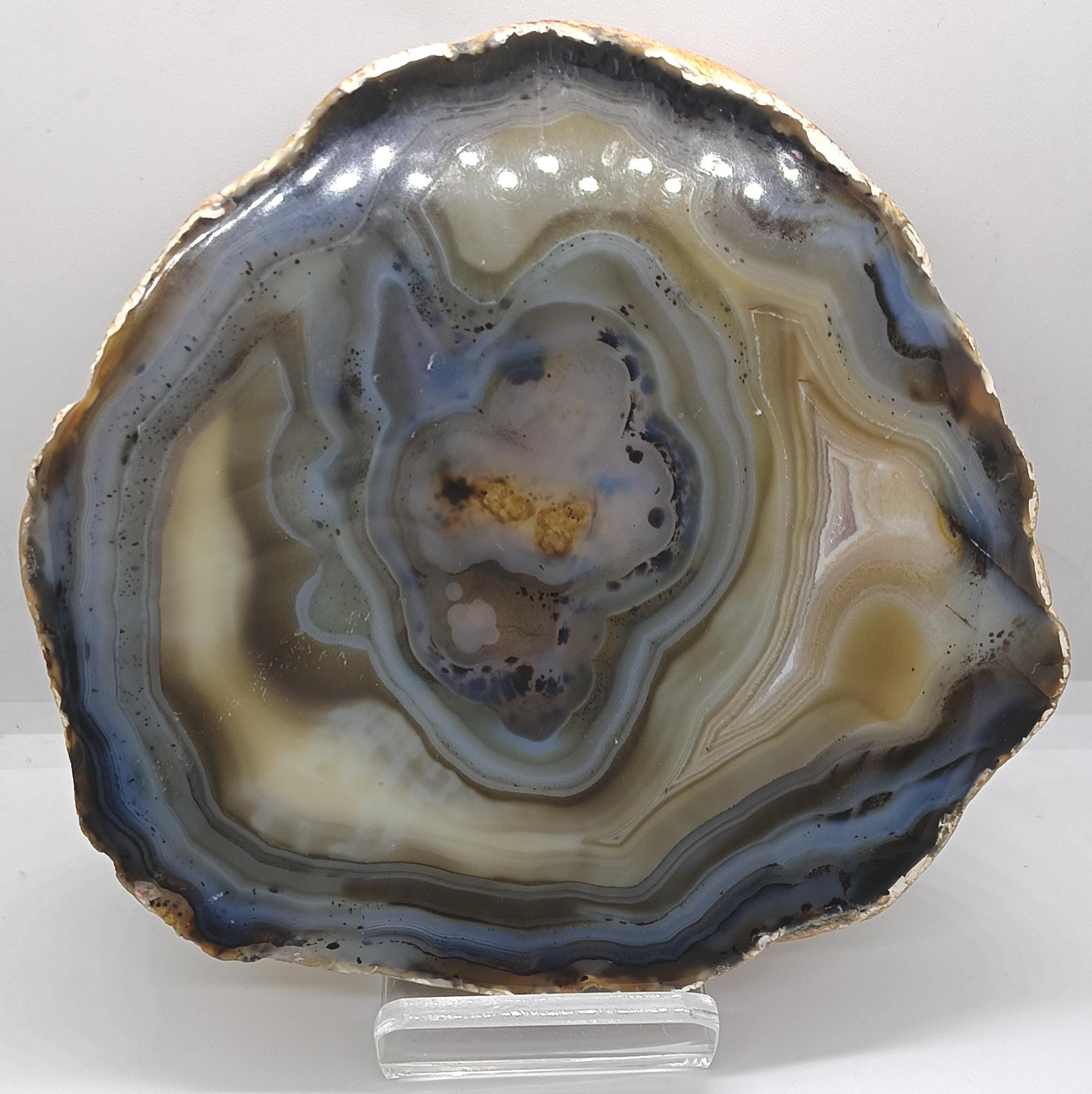 Natural Banded Agate Geode Slice Polished Crystal Quartz Display (677gm ...