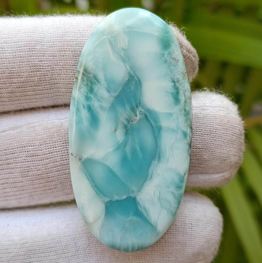 Larimar , Genuine Blue Flat Back Gemstone From Dominican Republic Mine ...