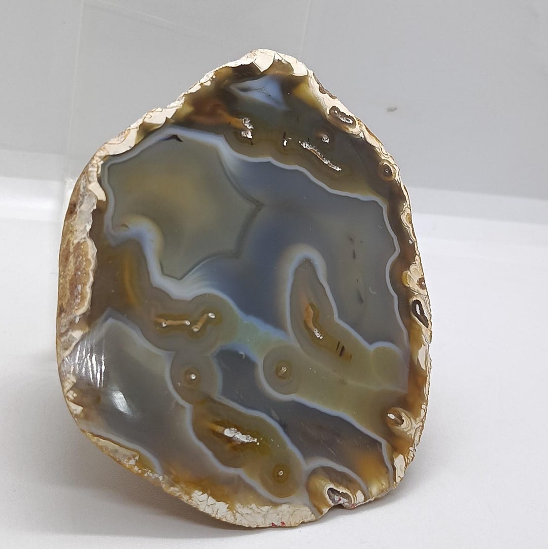 Natural Banded Agate Geode Slice Polished Crystal Quartz Display (140gm ...