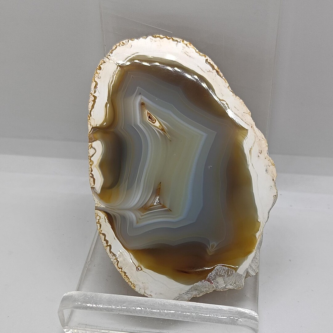 Natural Banded Agate Geode Slice Polished Crystal Quartz Display (93gm ...