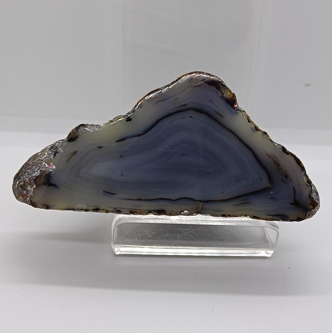 Natural Blue Banded Agate Slice Polished Chalcedony Display Stone ...