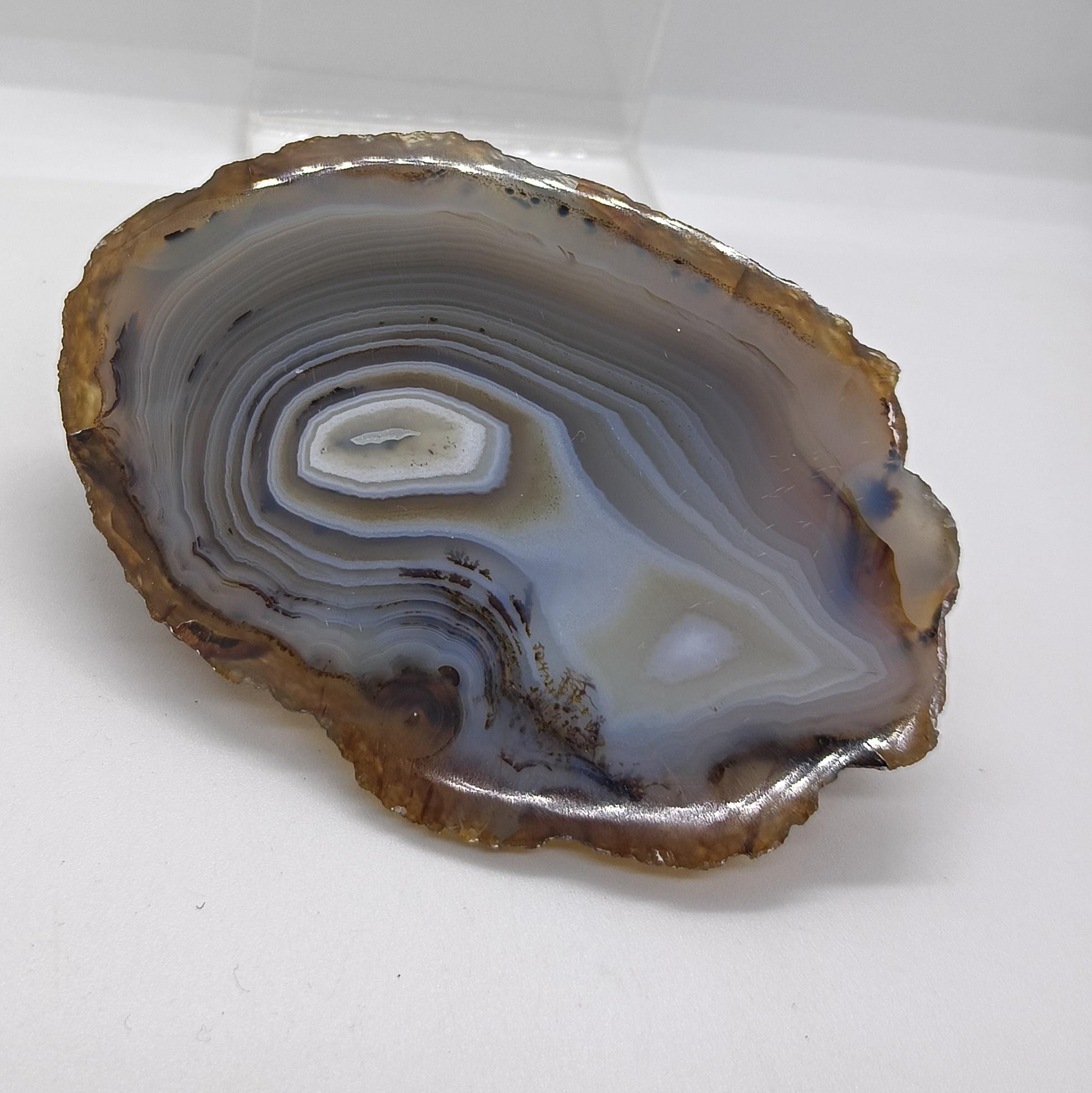 Natural Banded Agate Geode Slice Polished Quartz Crystal Display (73gm ...