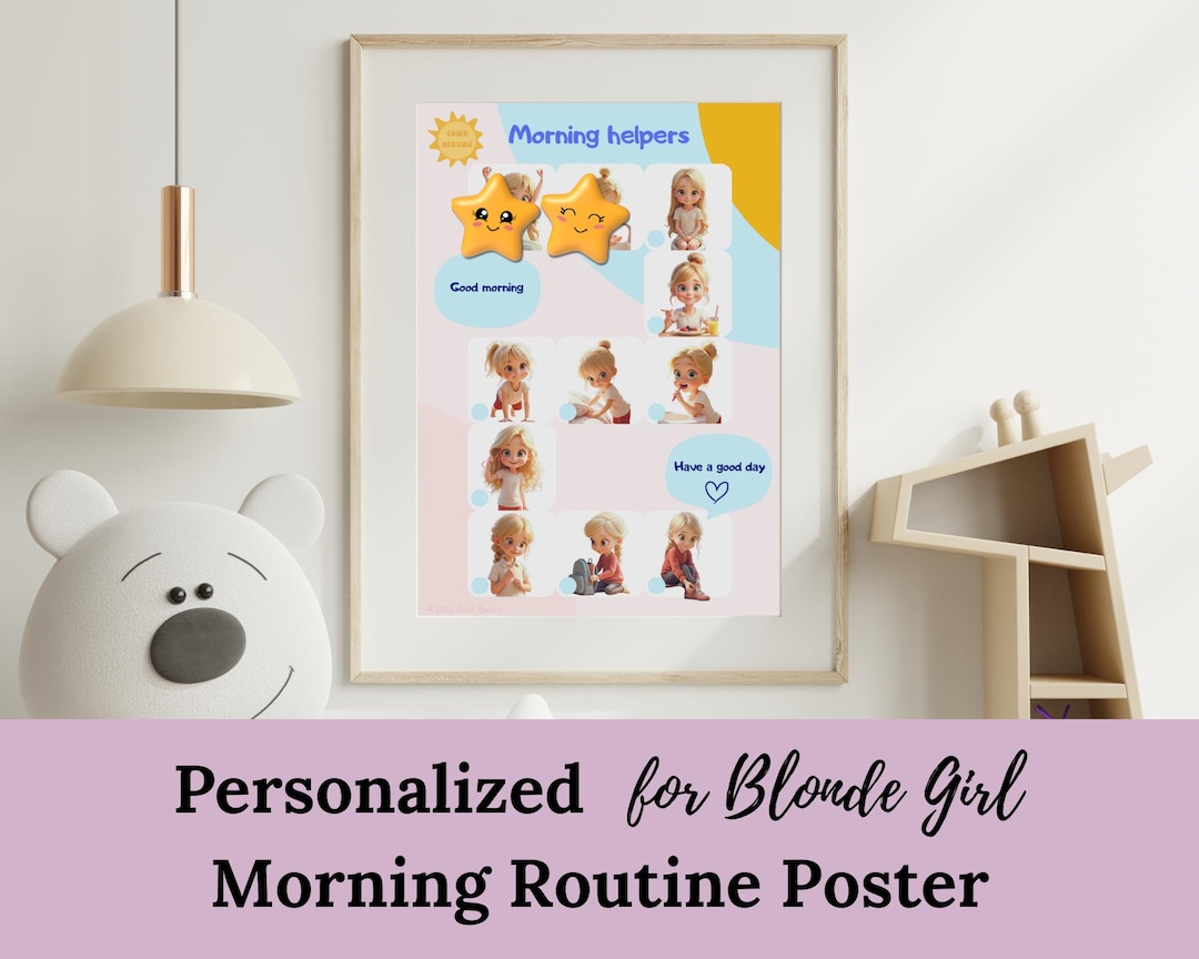 Editable Morning Routine Poster · Blonde Girl Character · Reward Chart ...