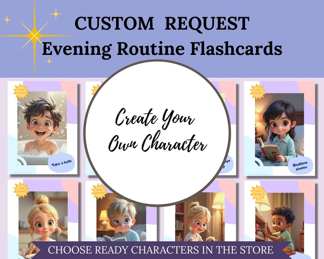 Custom Evening Routine Flashcards for Kids Personalized Bedtime Chart ...