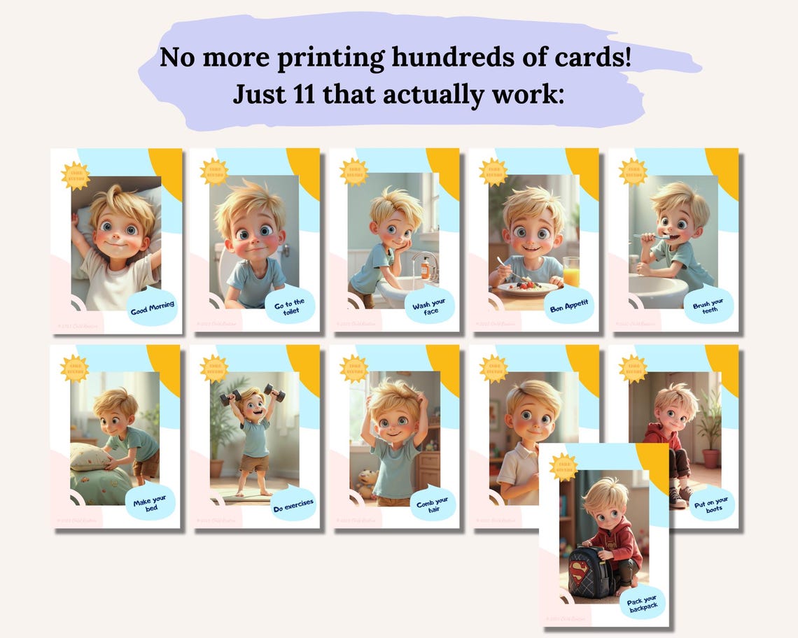 Personalised Morning Routine Cards · Blonde Boy Character · School ...