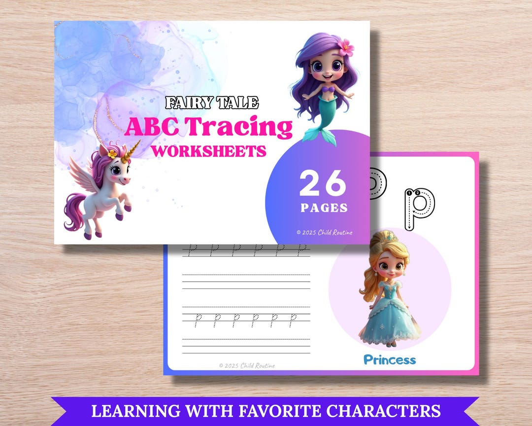 Fairy Alphabet Tracing Worksheets: ABC Writing Practice (PDF A4/US ...