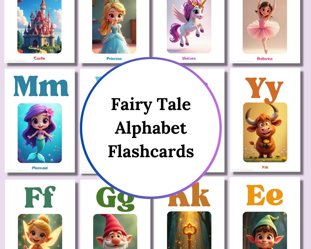 Fairy Tale Alphabet Flashcards: Kids ABC Learning (PDF Download A6 Size ...