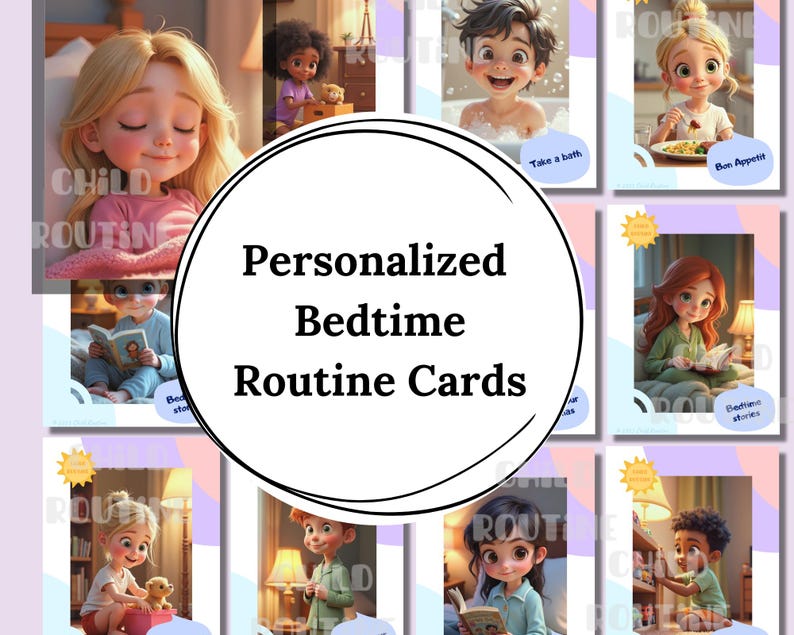 Personalized Evening Routine Cards for Kids Bedtime Chart for Toddlers ...