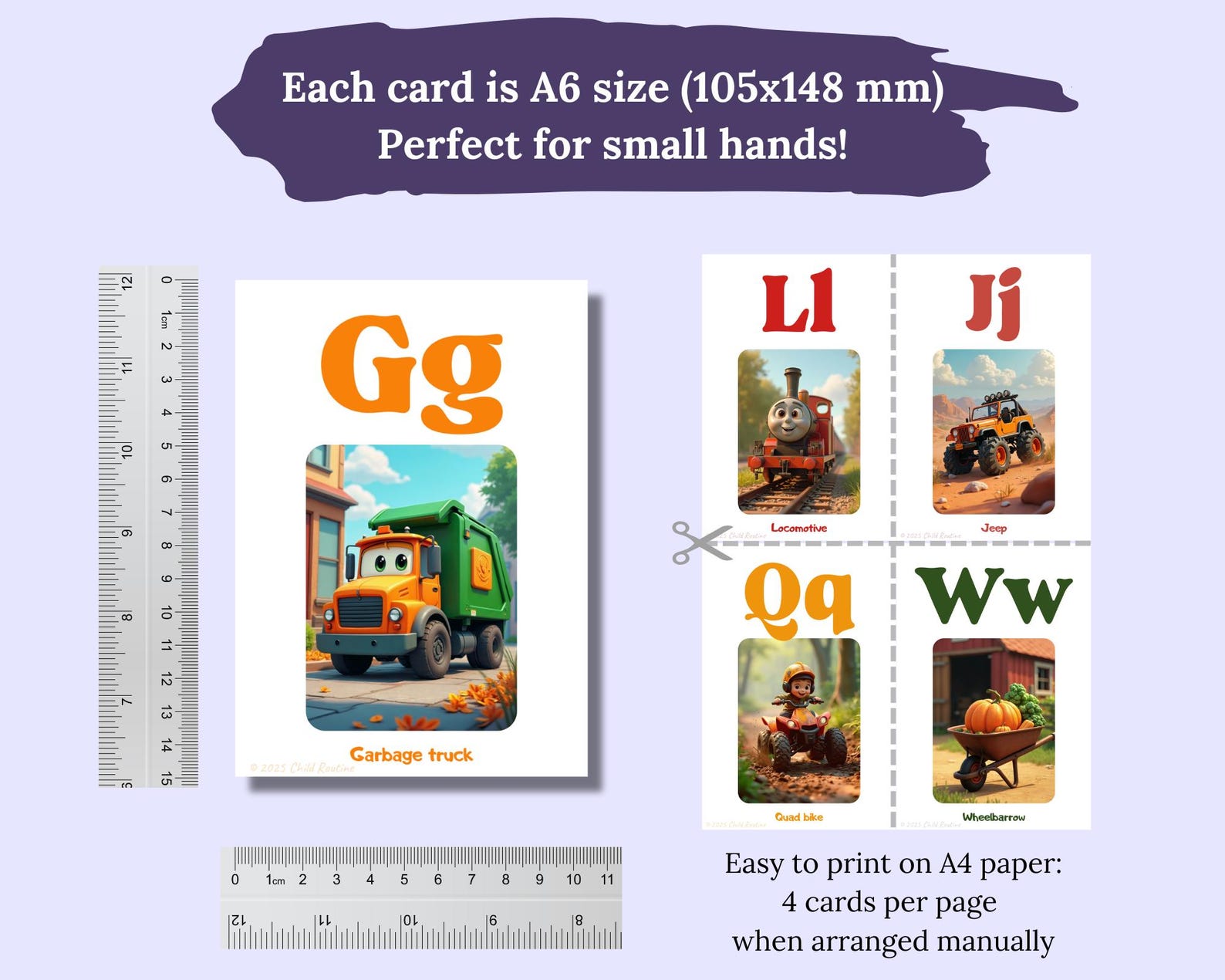 Transport Alphabet Flashcards: Vehicle ABC Learning Cards for Toddlers ...