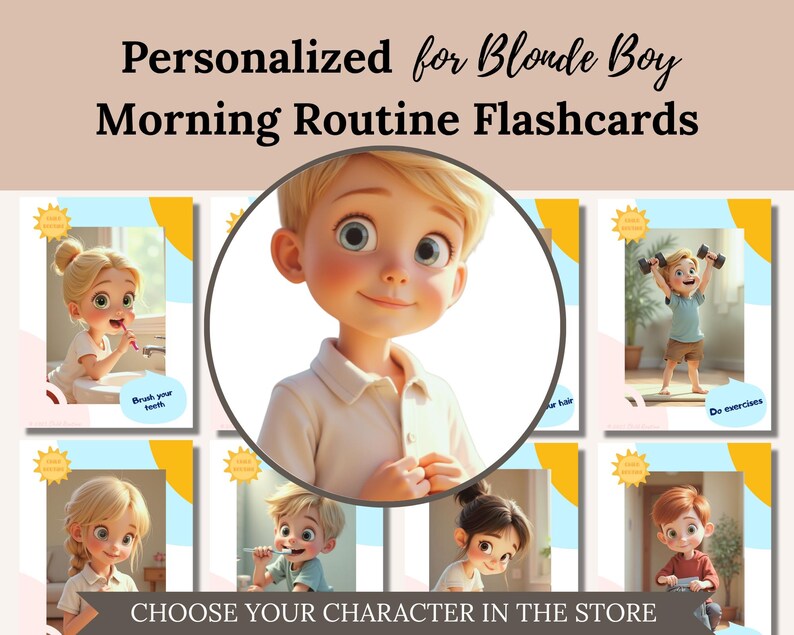 Personalised Morning Routine Cards · Blonde Boy Character · School ...