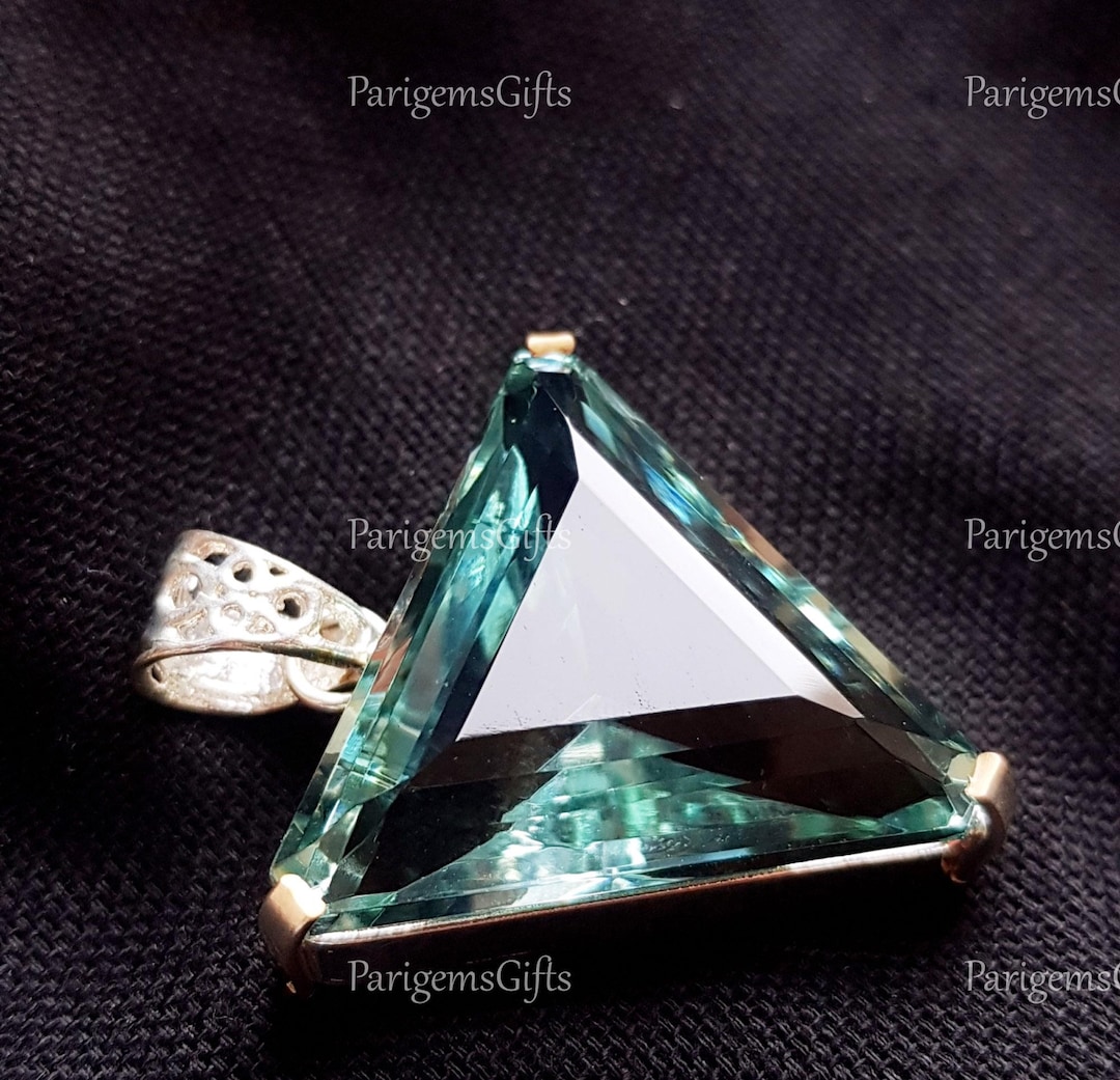 60+ Ct Sky Blue Aquamarine Trillion Cut German Silver Solitaire Loose ...