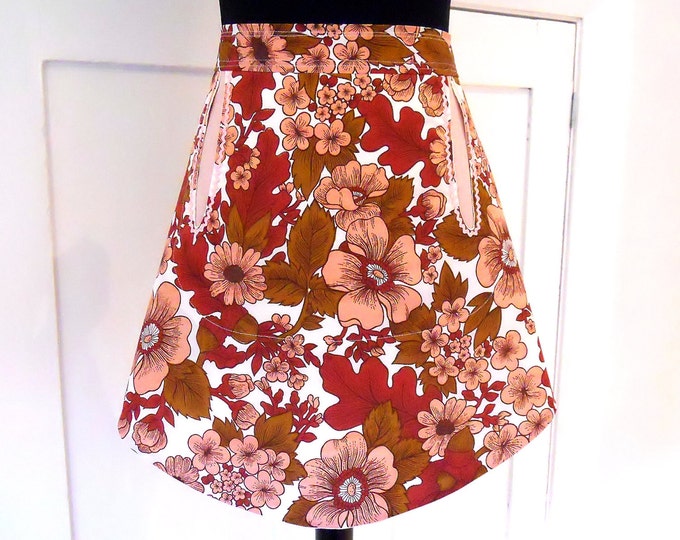 Retro 70s Vintage Fabric Apron Funky Pink Flower Design - Etsy