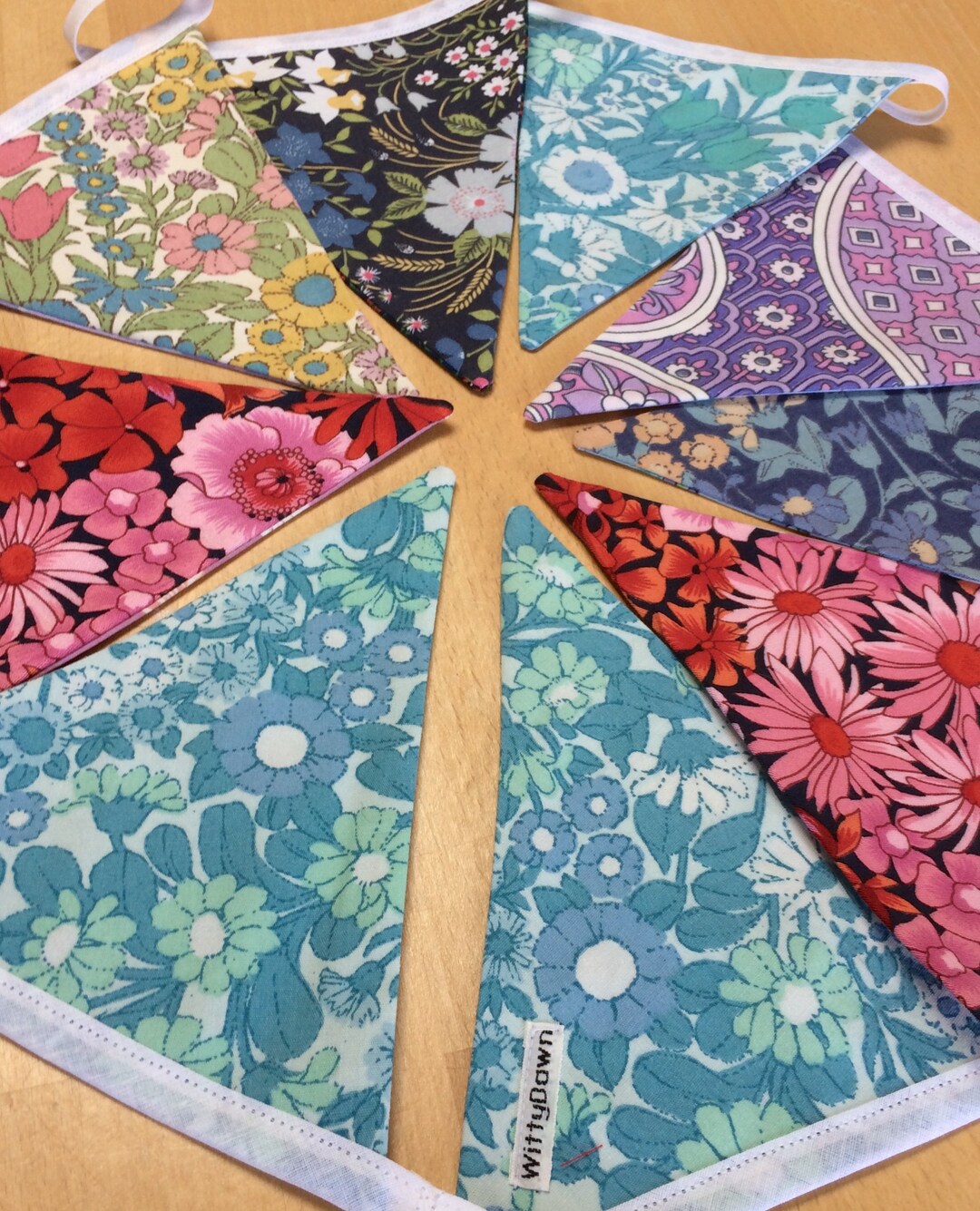 Cottage Style Bird Flower Bunting in Lilac Blue Vintage Fabric - Etsy