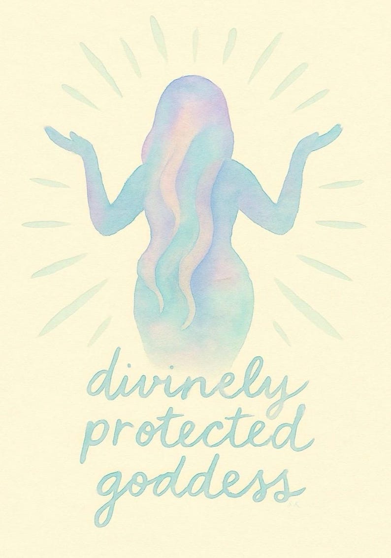 Divinely Protected Goddess – Pastel Watercolor Feminine Wall Art ...