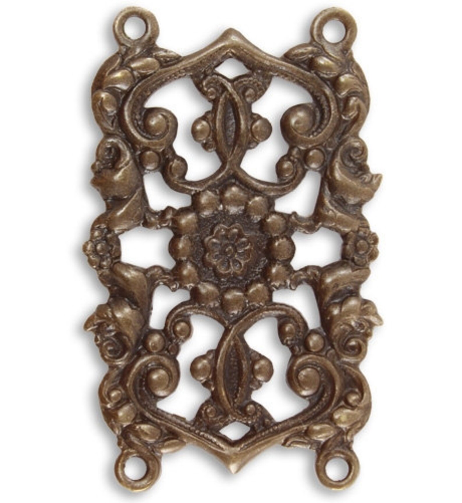 Vintaj Brass Filigree Rectangle Base Flower Link Component | Etsy