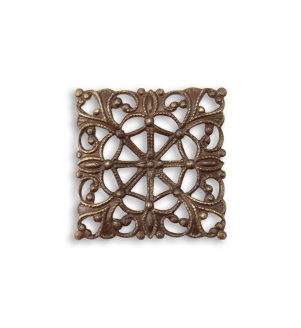 Vintaj Antiqued Brass Filigree Square Connector Component Link Moroccan ...