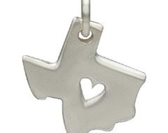 Tiny Sterling Silver Texas State Charm for Bracelet Necklace With Heart ...