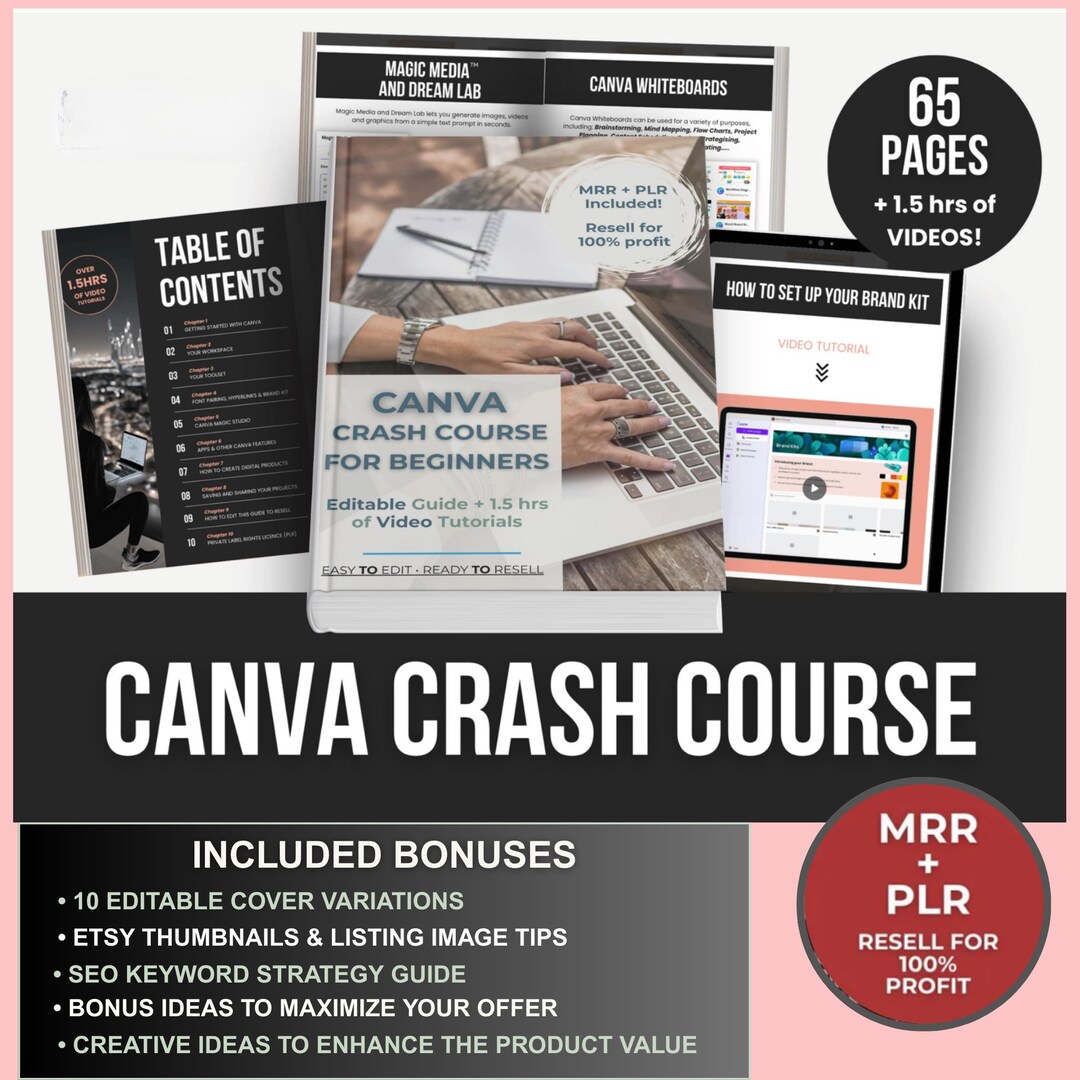 Canva Crash Course for Beginners + PLR | Editable Digital Product Guide ...