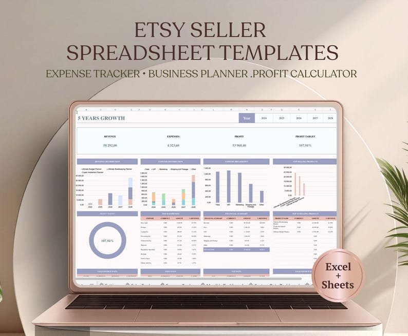Etsy Seller Spreadsheet Templates: Expense Tracker, Business Planner ...