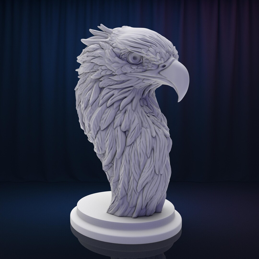 Majestic Eagle Bust STL | Realistic Bird of Prey 3D Model | Feather ...
